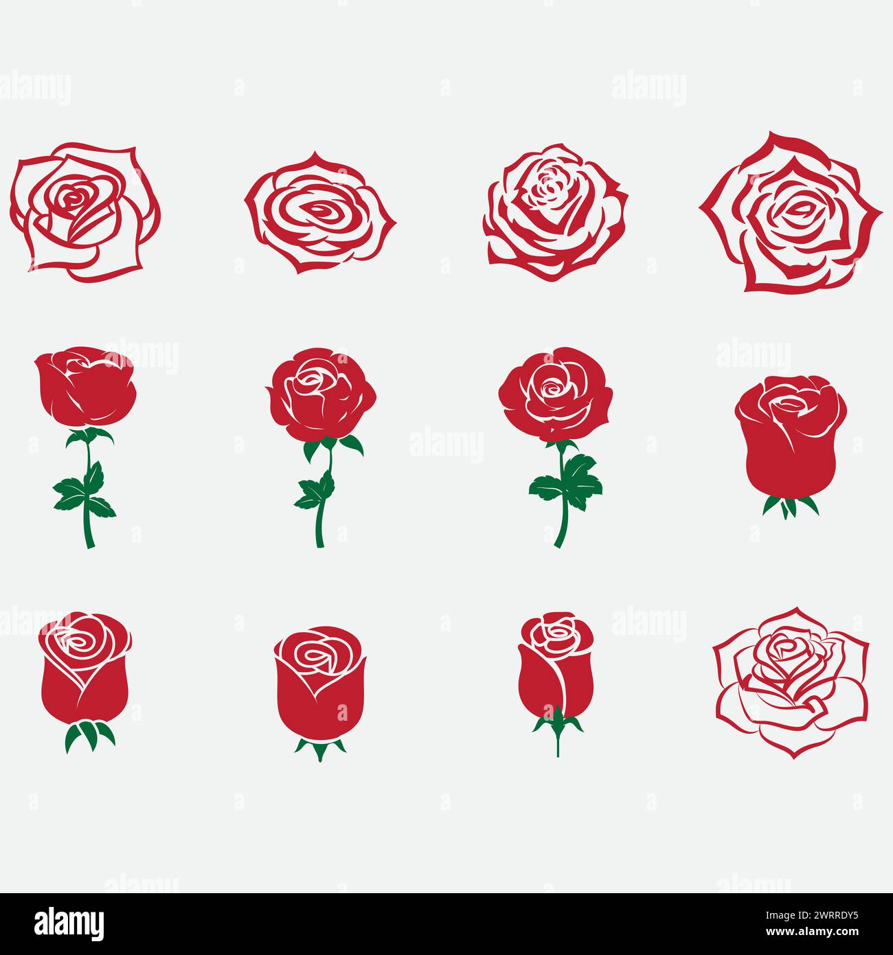 Vector collection of rose Stock Vector Image & Art - Alamy