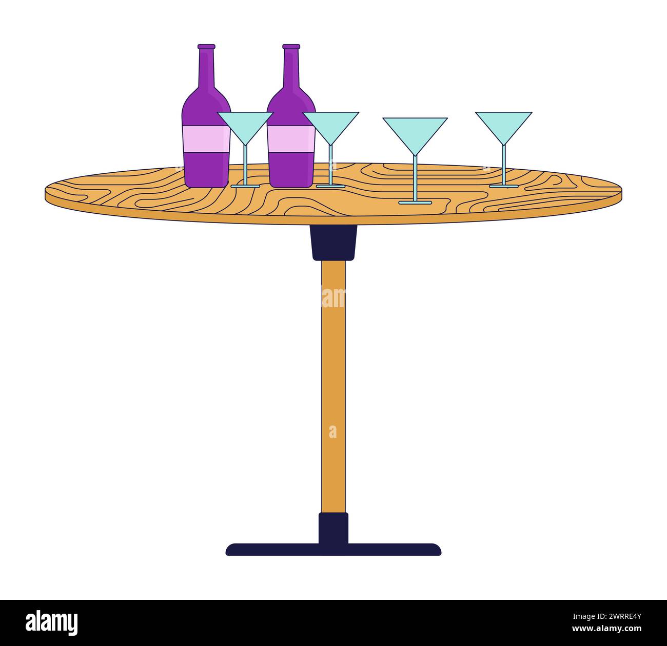 Alcohol drinks on table 2D linear cartoon object Stock Vector Image ...