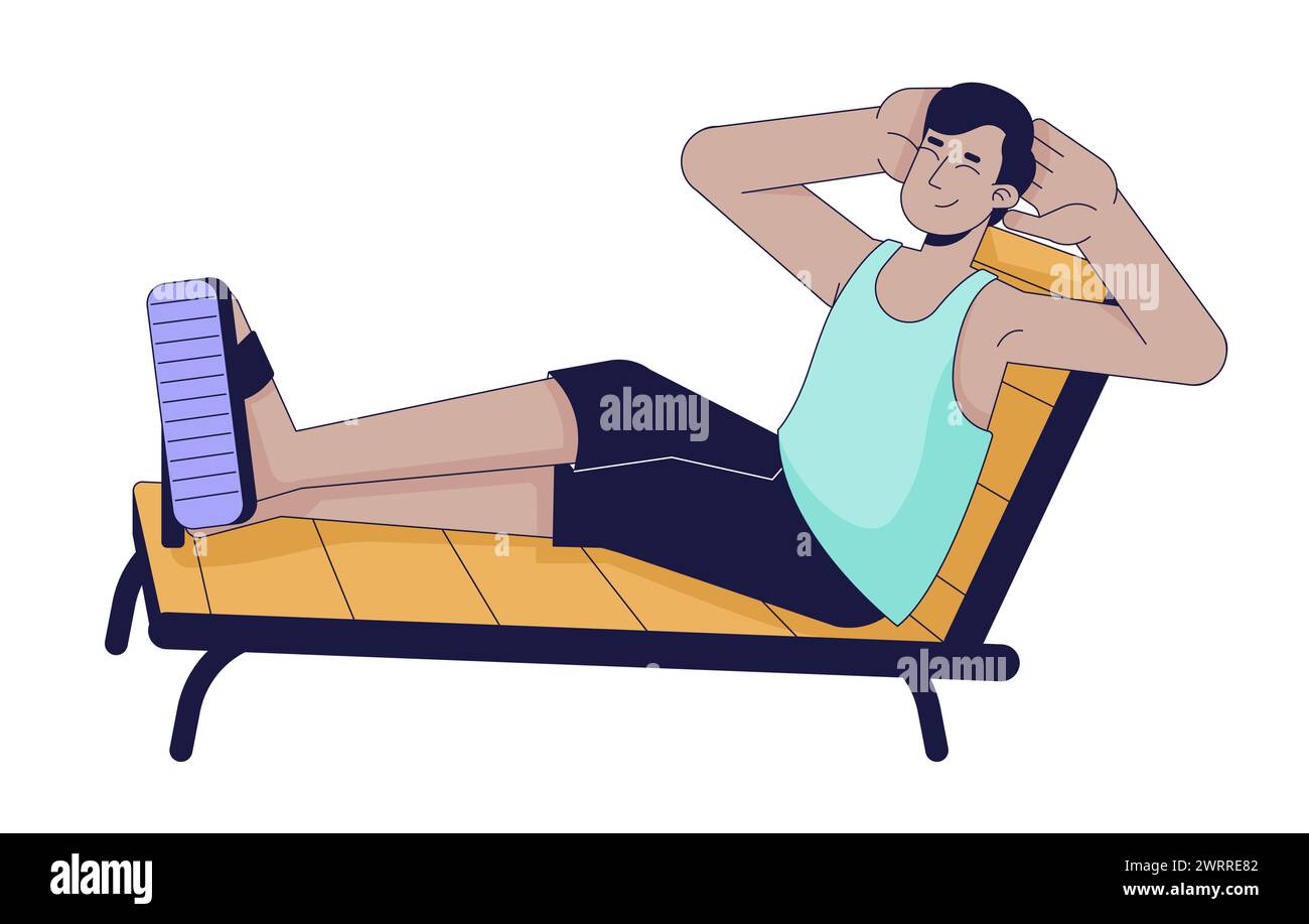 Indian man resting on deckchair 2D linear cartoon character Stock ...