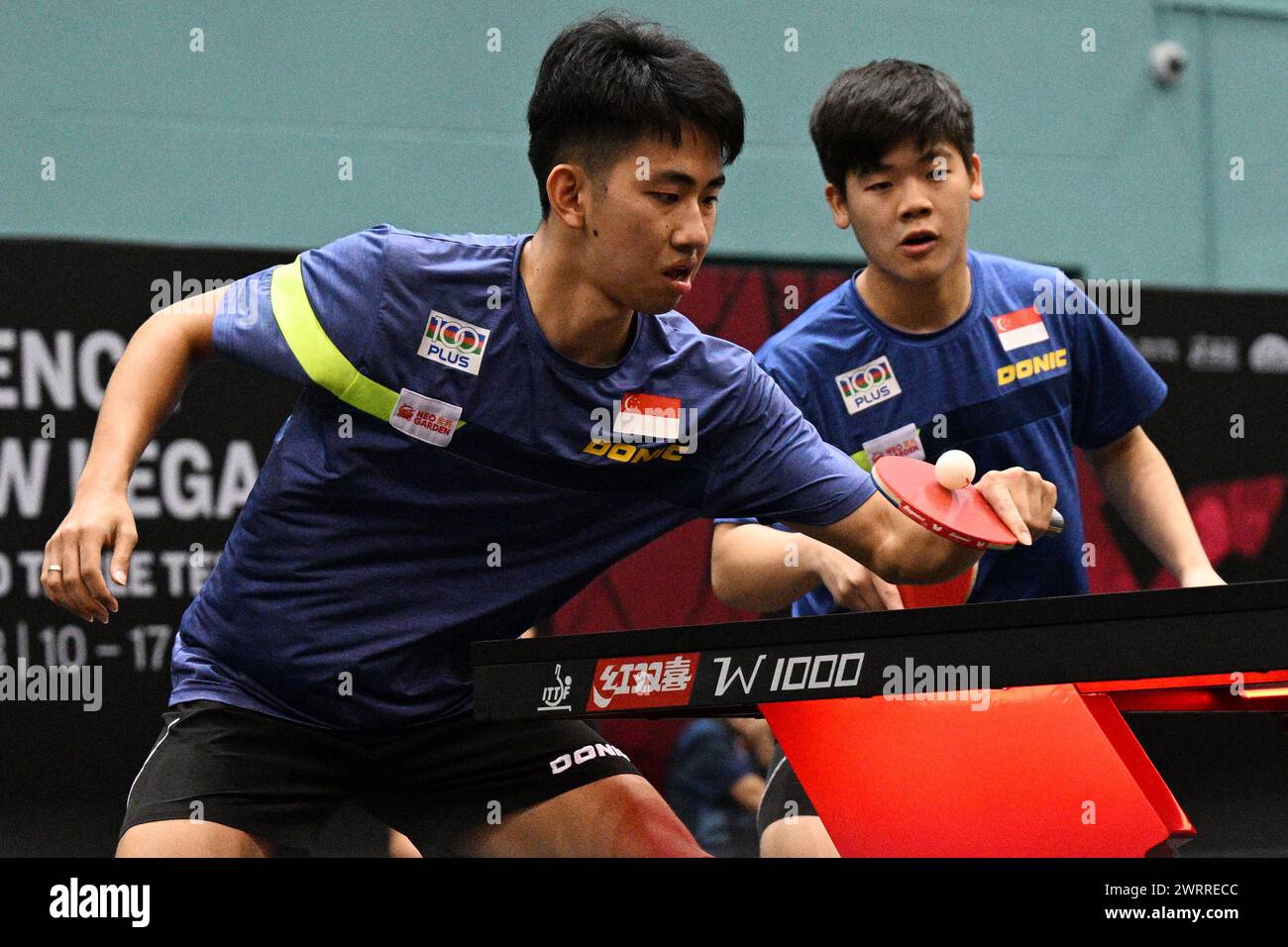 Singapore. 14th Mar, 2024. Quek Izaac/Pang Yew En Koen (L) of Singapore ...
