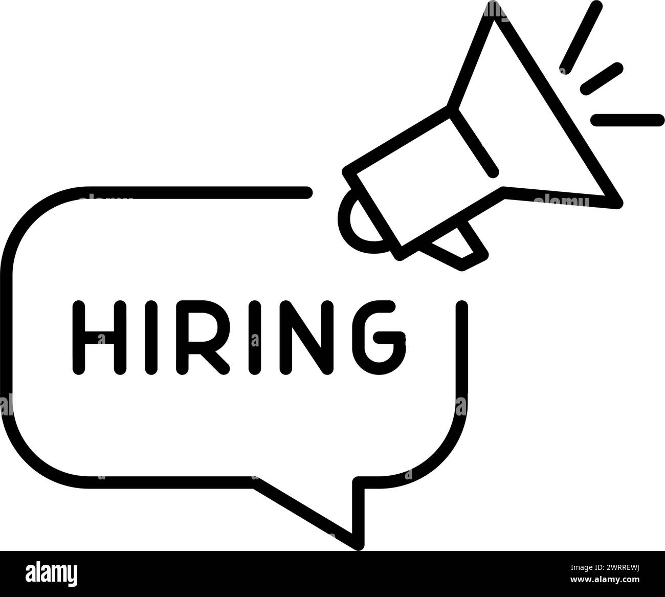Speech bubble with word hiring and megaphone. Job opportunity alert ...
