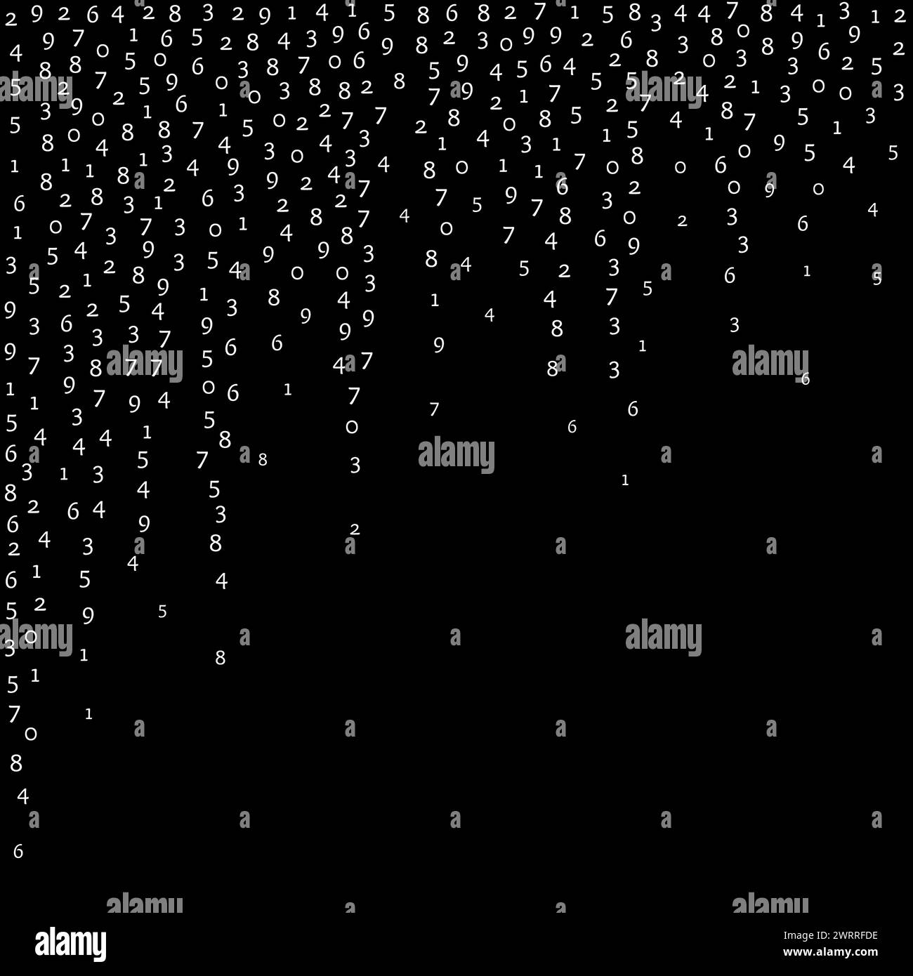 Falling numbers, big data concept. Binary white orderly flying digits ...