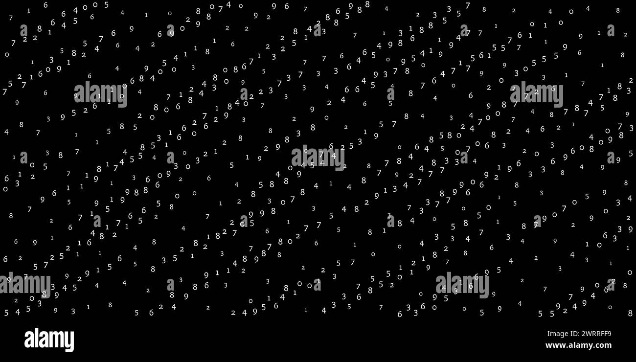 Falling numbers, big data concept. Binary white orderly flying digits ...