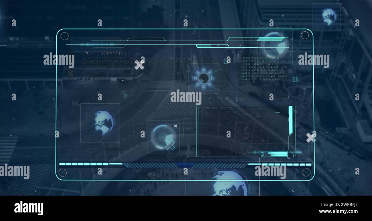 Composition of data processing on screen over cityscape Stock Photo - Alamy