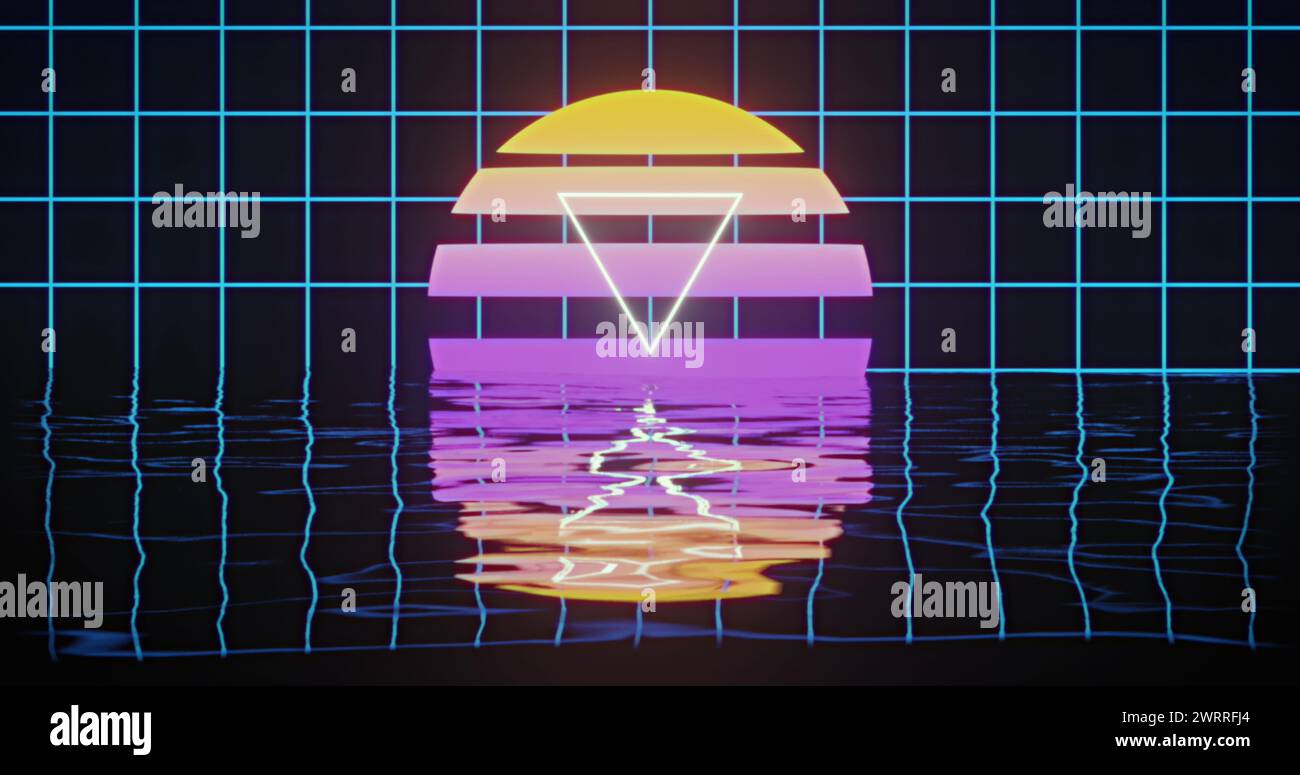 Image of you win text over a digital sunset Stock Photo - Alamy