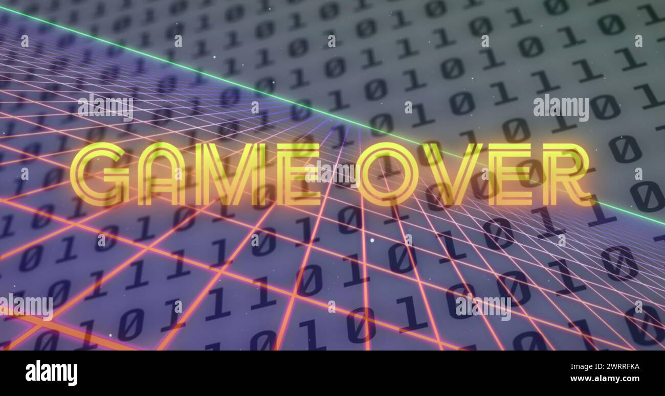 Image of game over text over colourful grid and numbers changing Stock ...