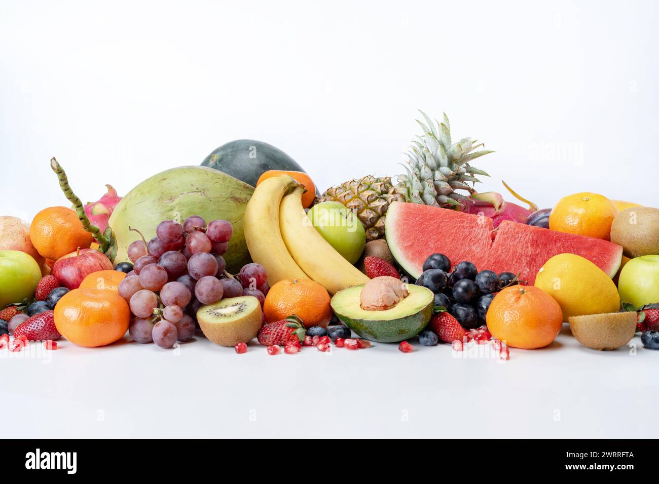Set of colorful exotic fruits, oranges and watermelons, kiwis and ...