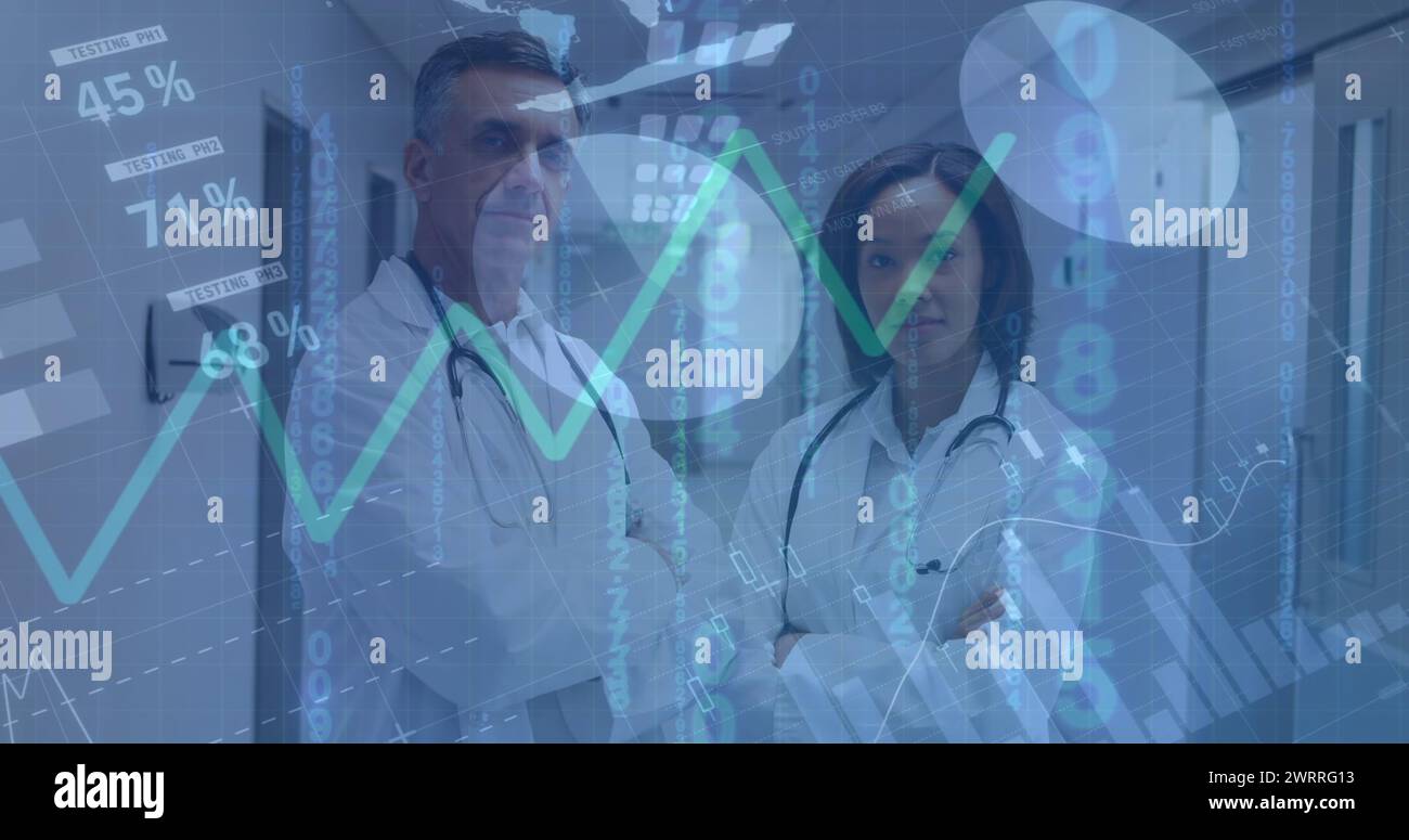 Image of data processing over diverse doctors Stock Photo - Alamy