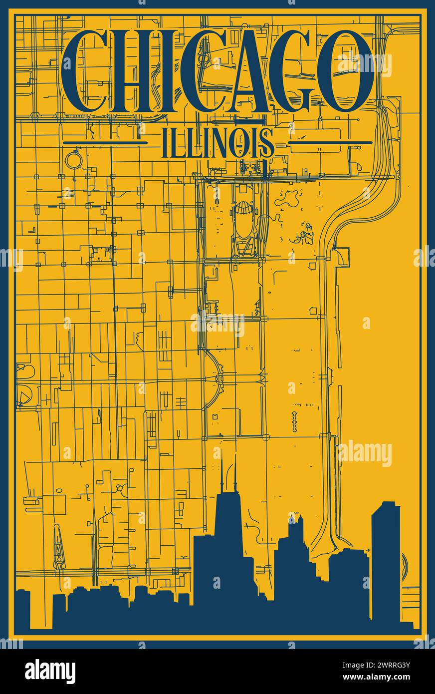 Downtown chicago retro Stock Vector Images - Alamy