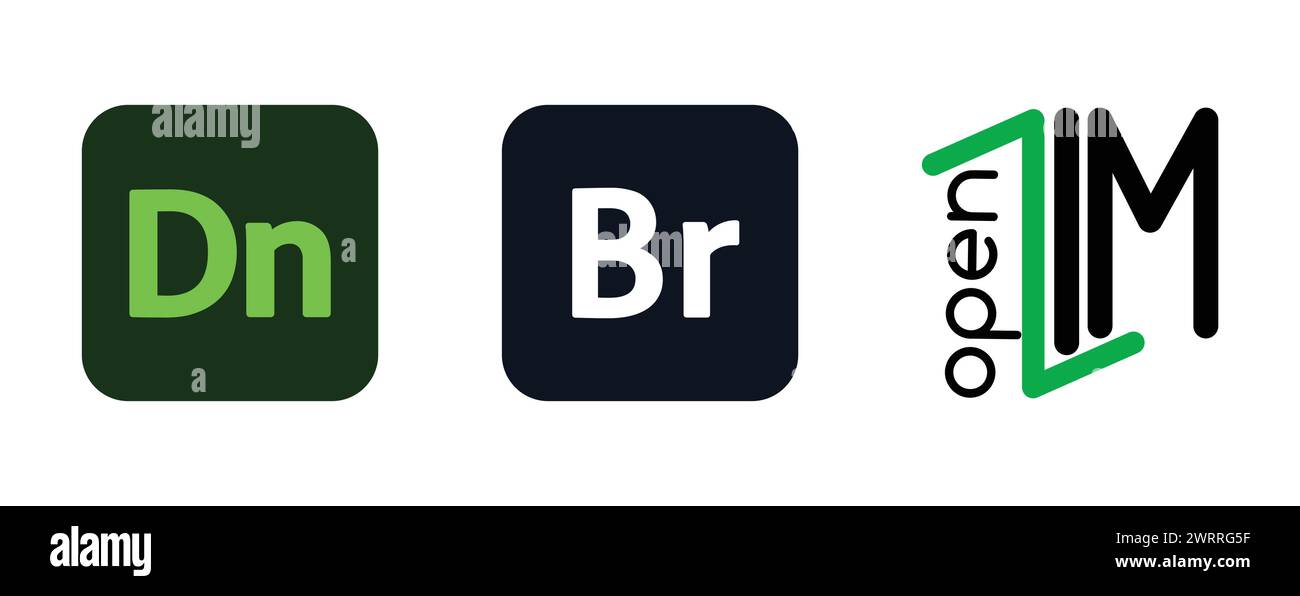 Adobe Bridge CC, Adobe Dimension CC, OpenZIM. Vector brand logo ...