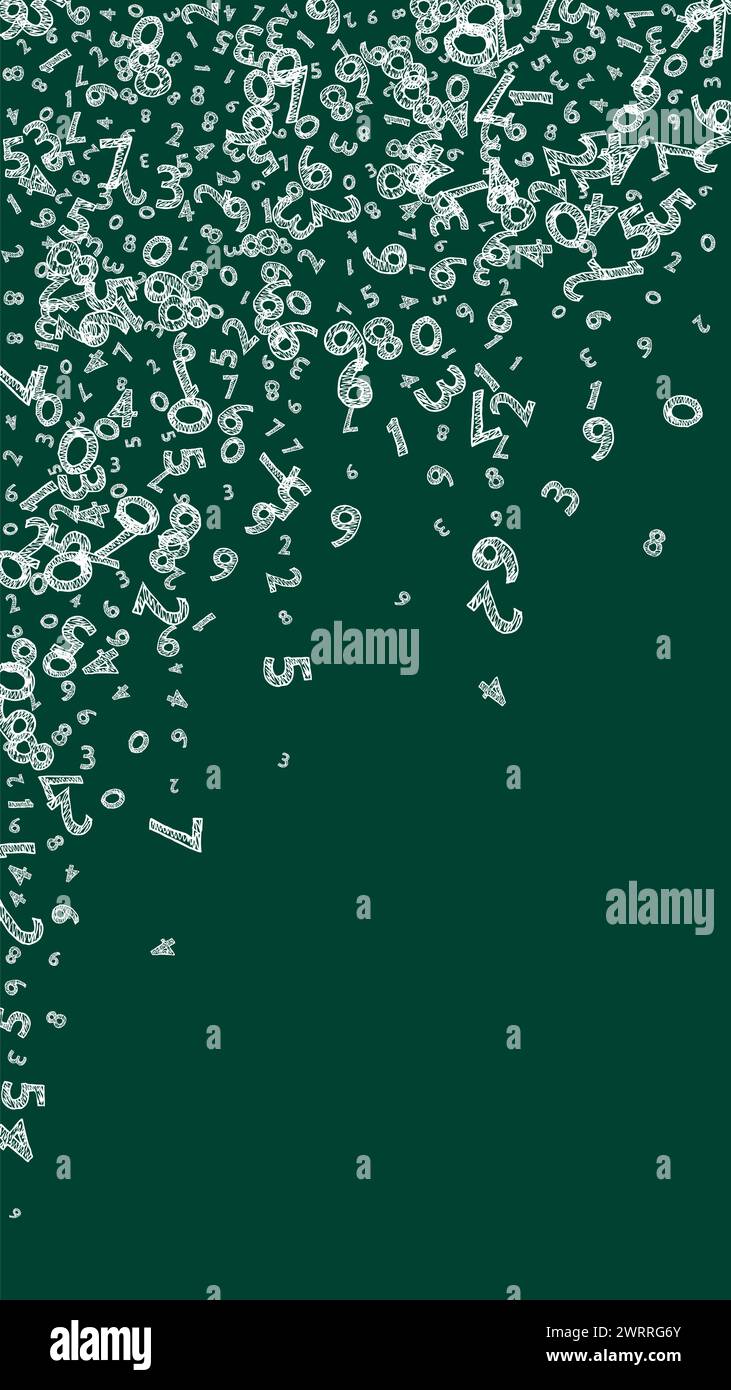 Falling childish chalk numbers. Math study concept with flying digits ...