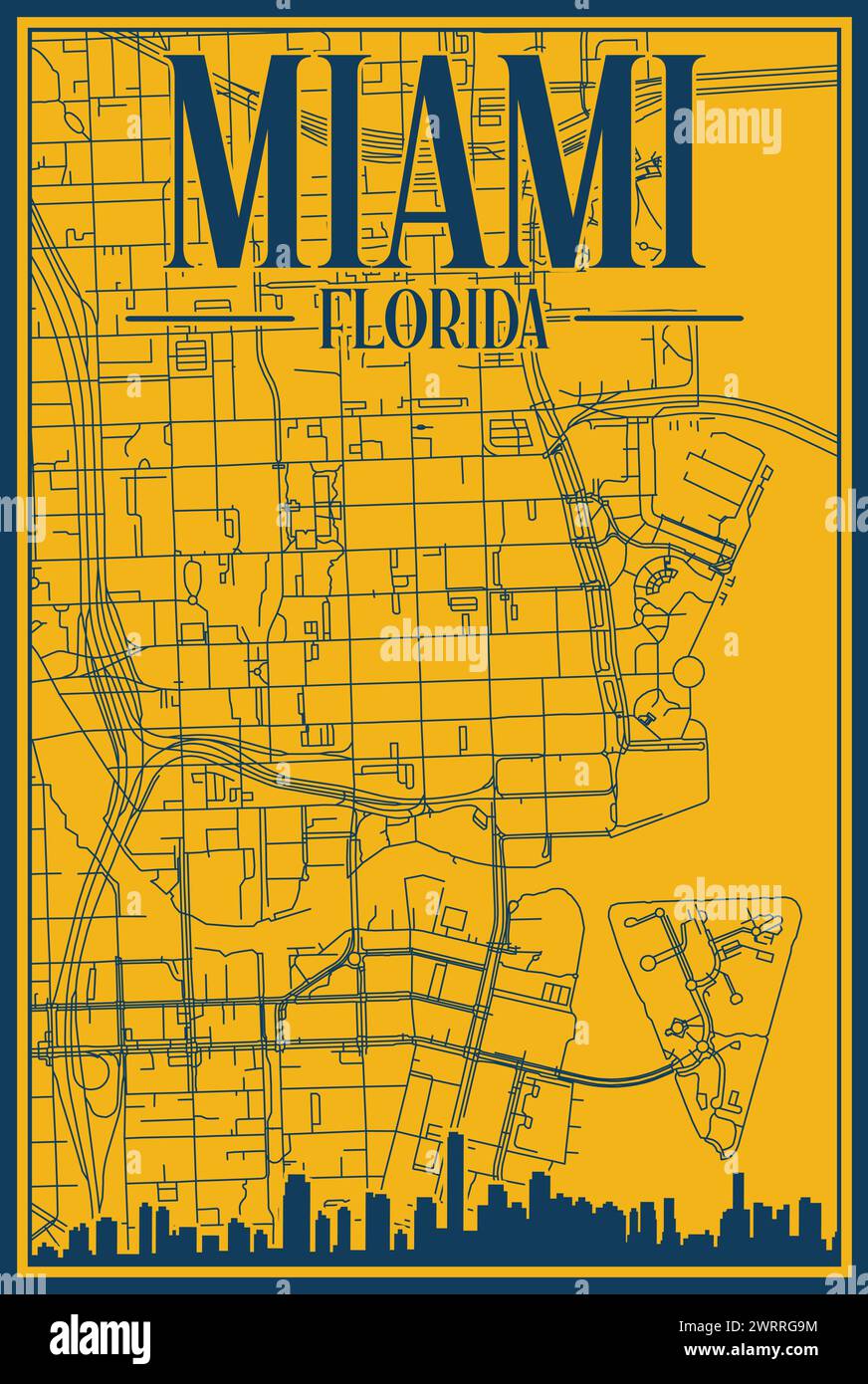 Miami skyline silhouette border hi-res stock photography and images - Alamy