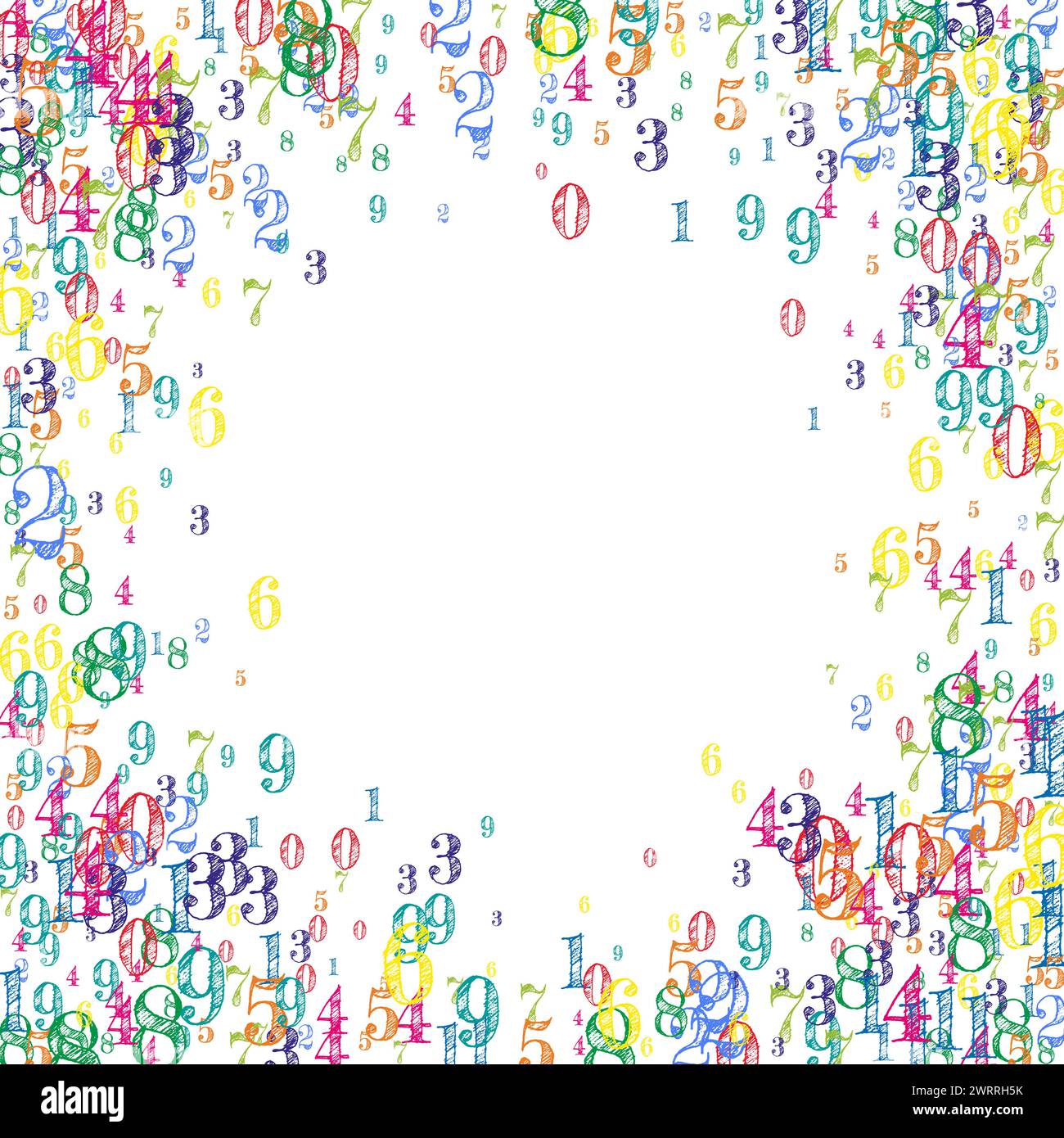 Flying colorful digits and numbers. School math notebook cover. Back to ...