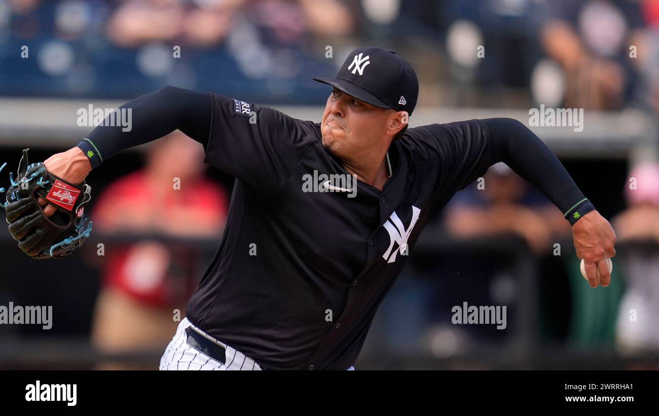 New York Yankees relief pitcher Nick Ramirez throws in the fifth inning ...