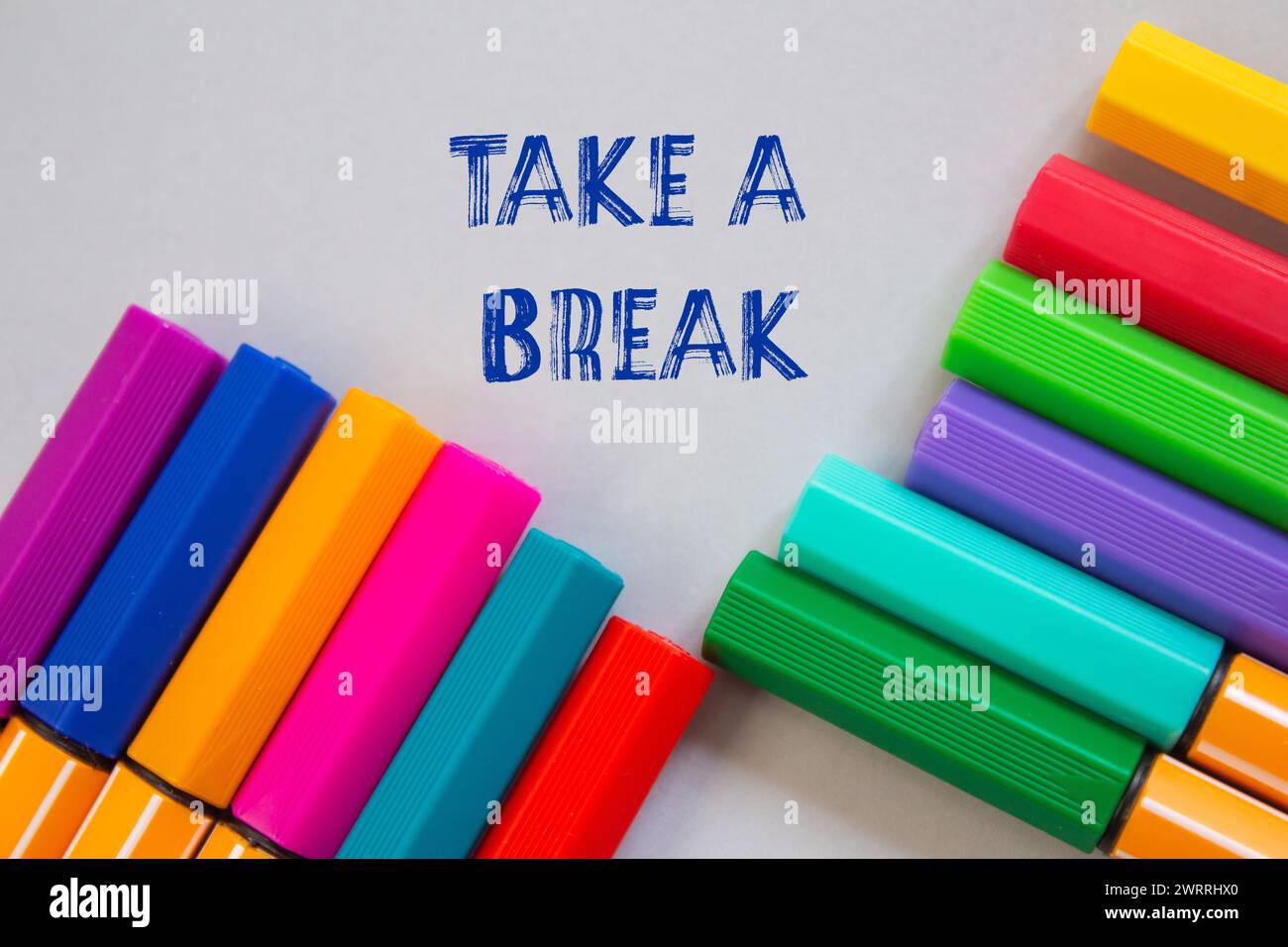 Take a break words written on paper. Conceptual symbol. Copy space ...