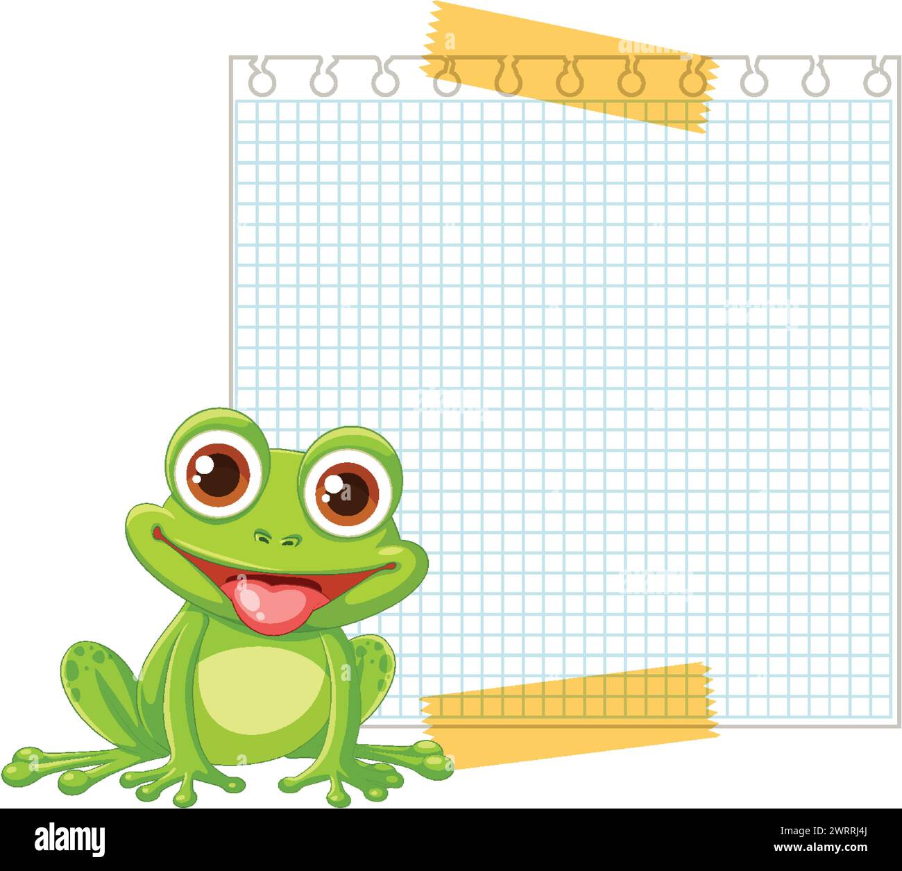 Vector illustration of a happy frog on notepad background Stock Vector ...