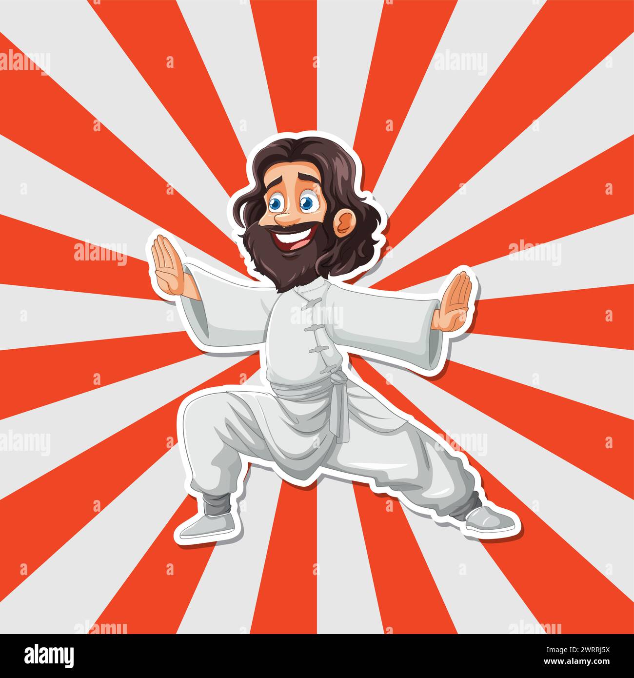 Cartoon martial artist performing with a dynamic background Stock ...