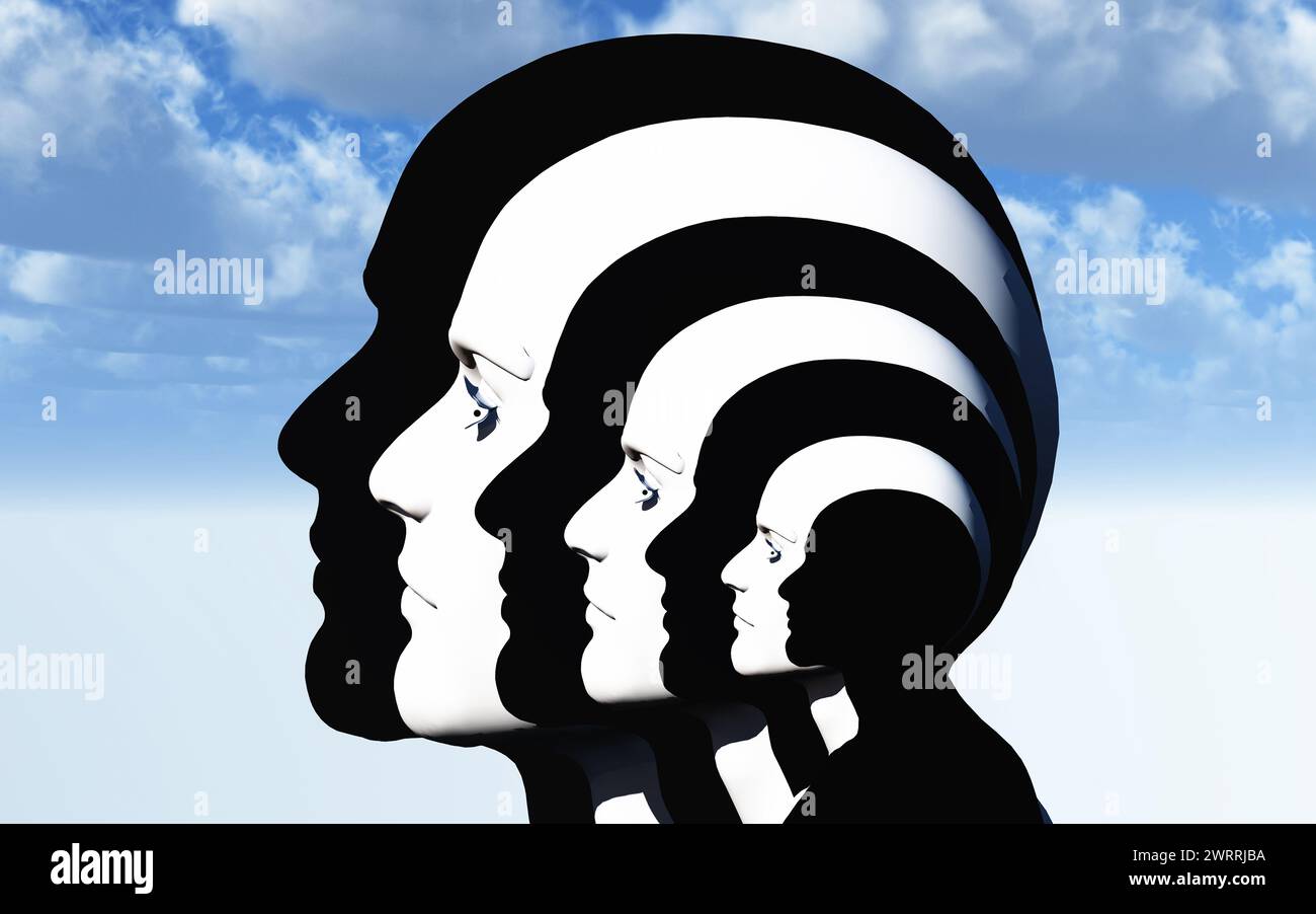 Black & White Human Profiles Stock Photo - Alamy