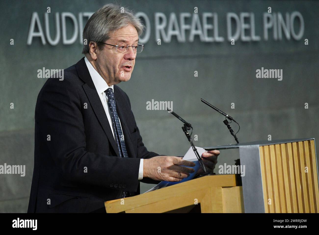 The European Commissioner for Economic Affairs, Paolo Gentiloni, speaks ...