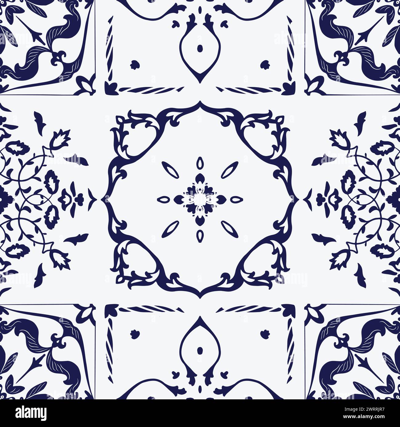 Portugal blue white tiles Stock Vector Images - Alamy