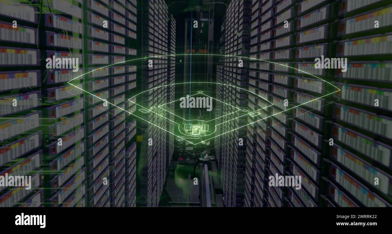 Image of digital baseball field over servers Stock Photo - Alamy