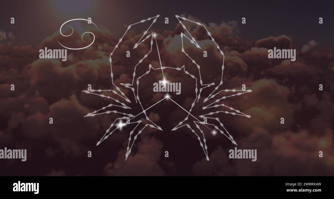 Image of cancer star sign over clouds in sky background Stock Photo - Alamy
