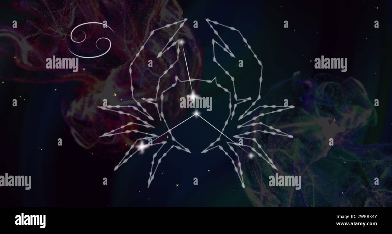 Image of cancer star sign on clouds of smoke in background Stock Photo ...