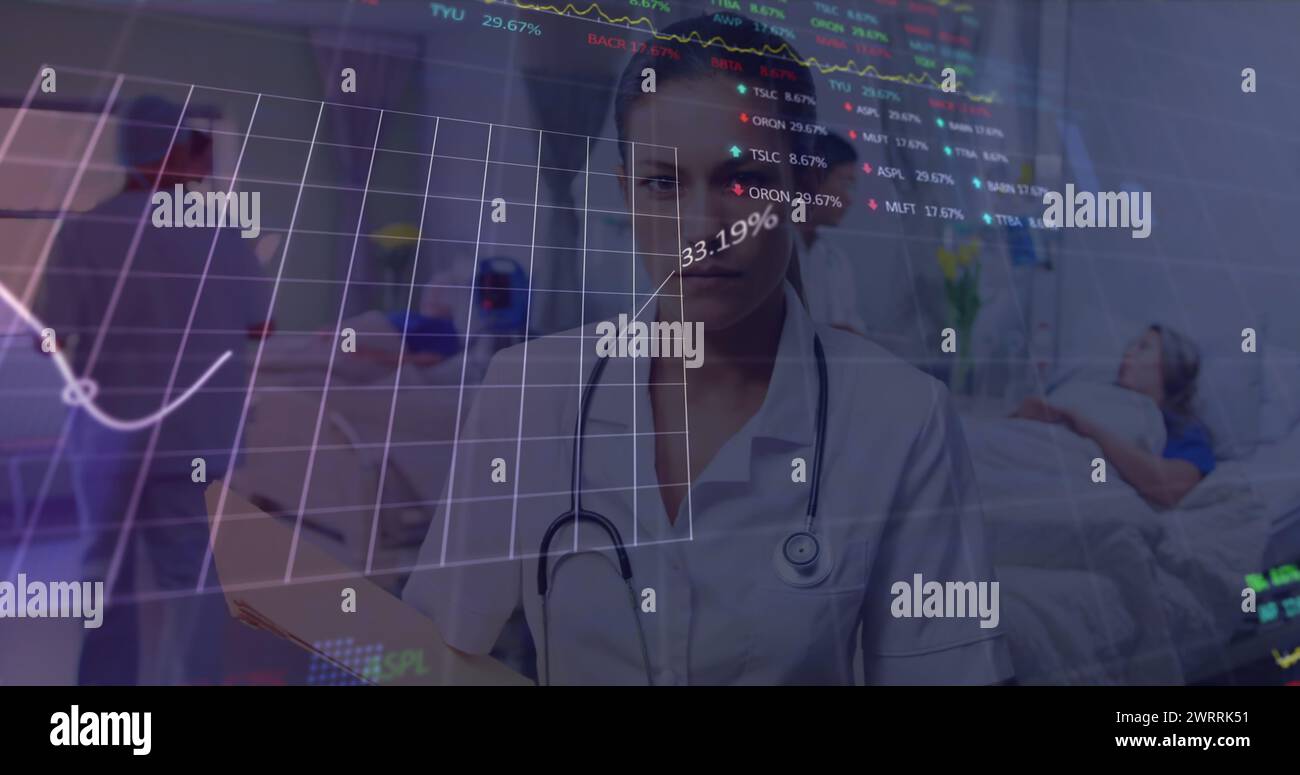 Image of data processing over diverse doctors with patient Stock Photo ...