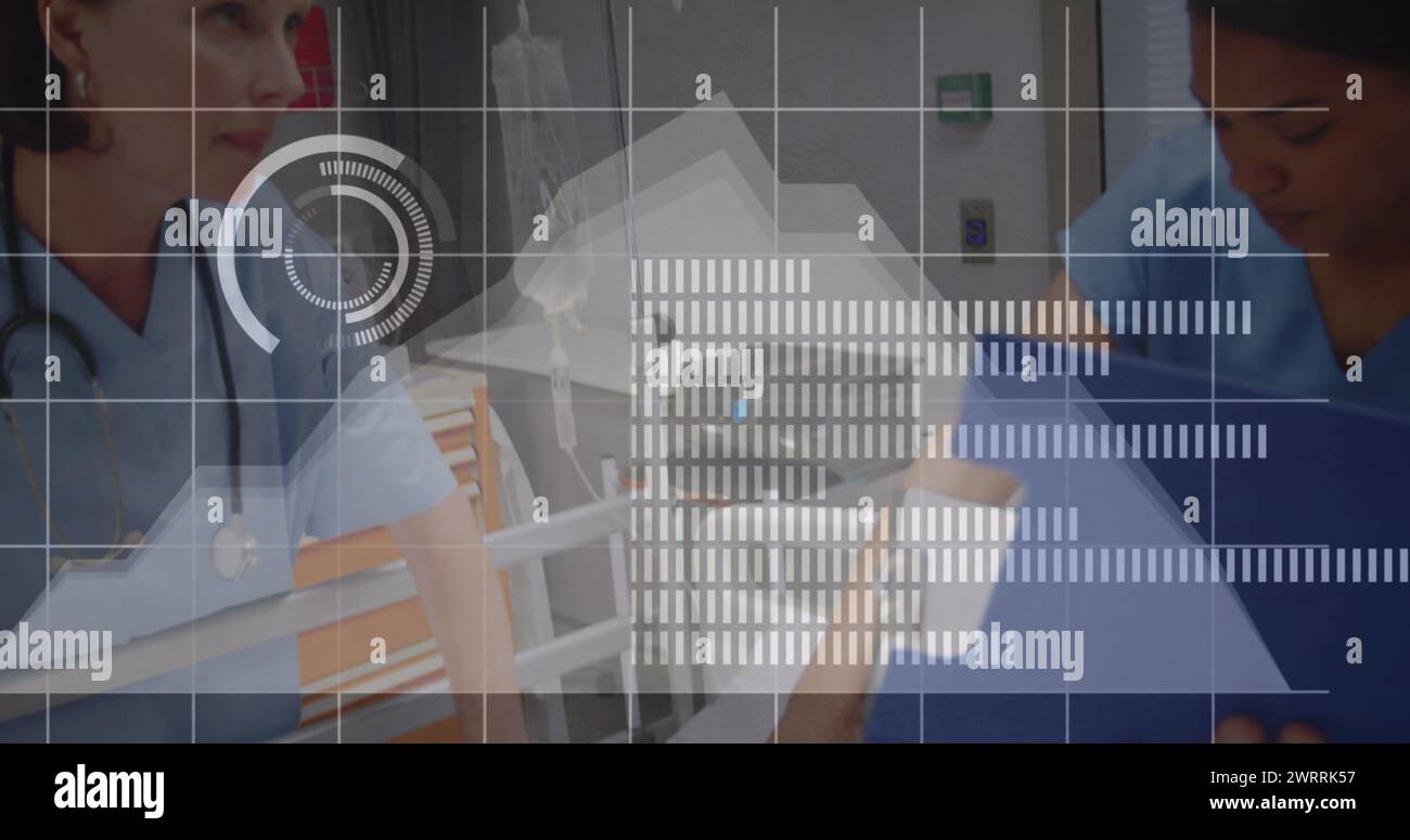 Image of data processing over diverse doctors with patient Stock Photo ...
