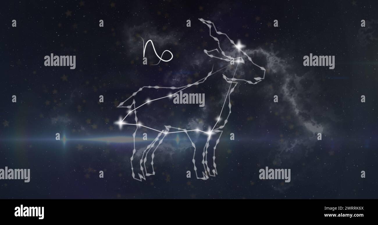 Image of capricorn star sign on black background Stock Photo - Alamy