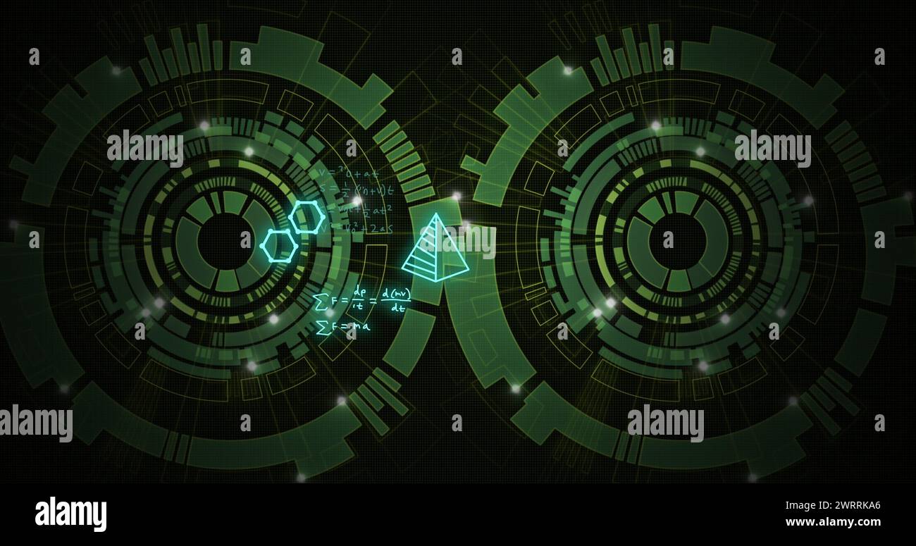 Image of mathematical equations over scopes scanning Stock Photo - Alamy