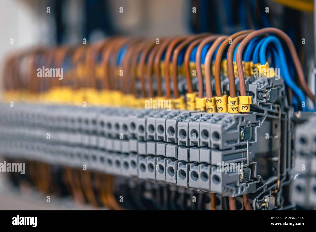 Electrical panel with fuses and contactors, close-up Stock Photo - Alamy