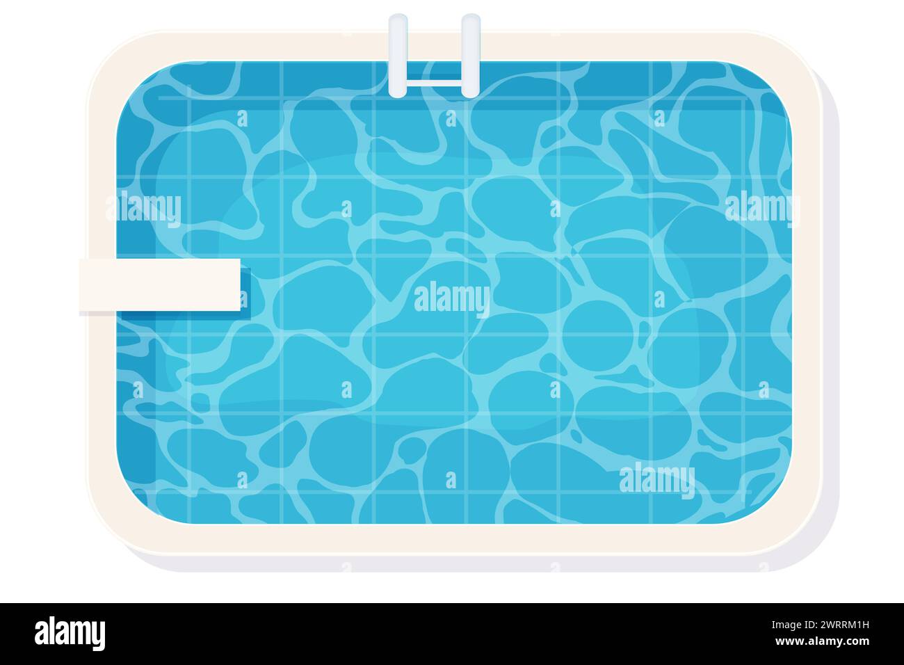 Swimming pool top view isolated on white background. Water texture, detailed and bright. Outdoor ...