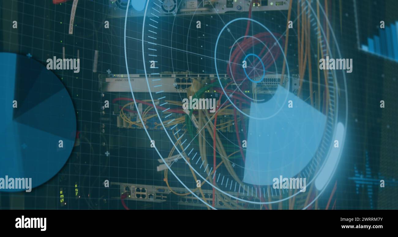 Image of scope scanning and data processing over cables of computer server Stock Photo - Alamy