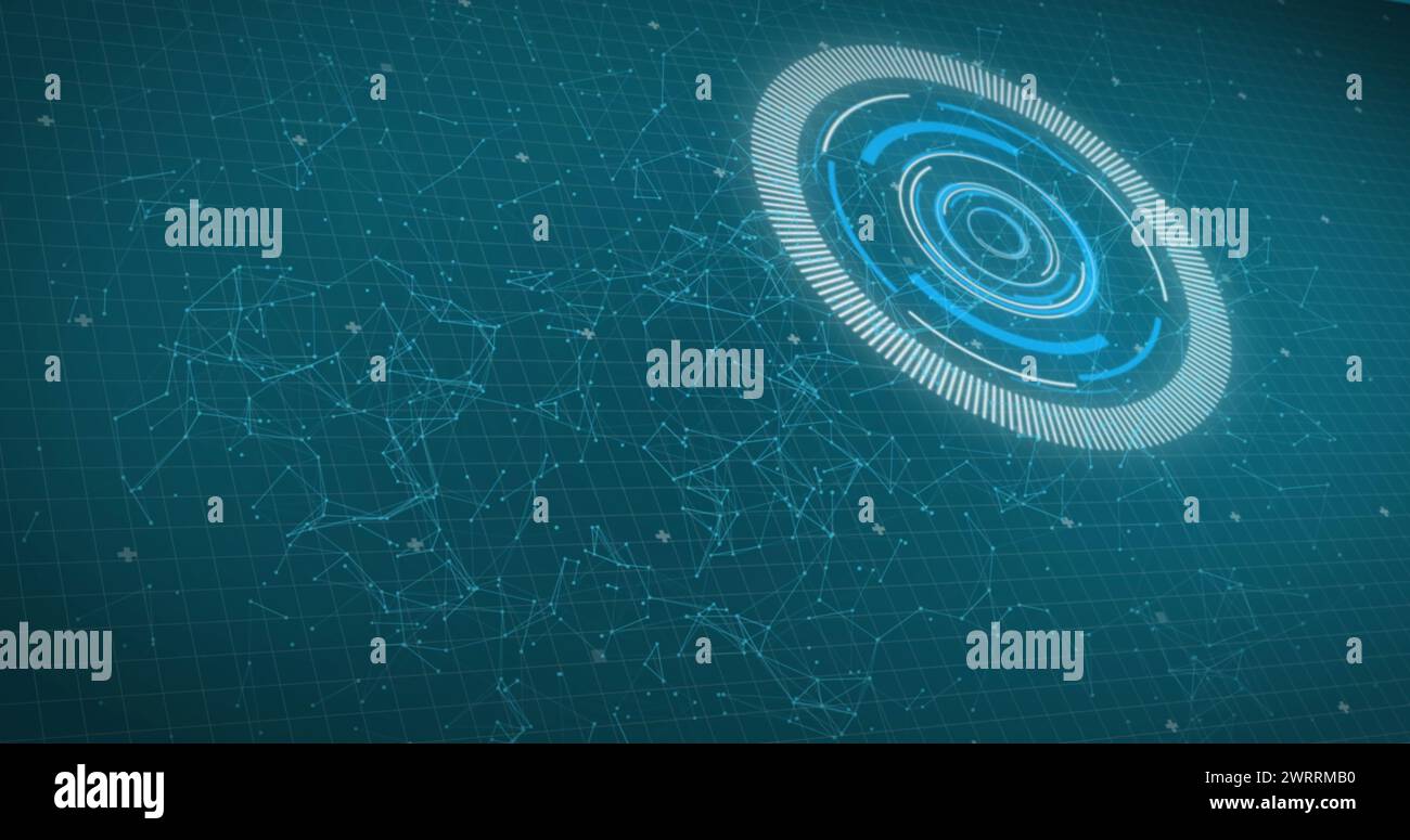 Image of biometric fingerprint scanner over interface with data ...