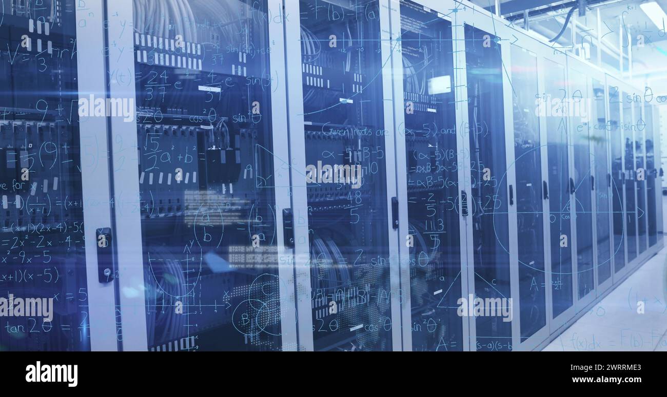 Image of data processing over server room Stock Photo - Alamy