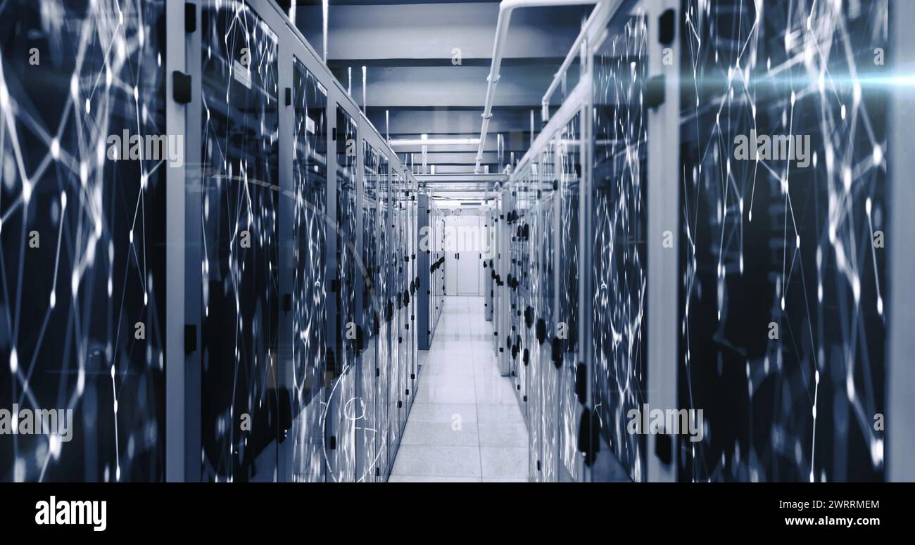 Image of data processing over server room Stock Photo - Alamy
