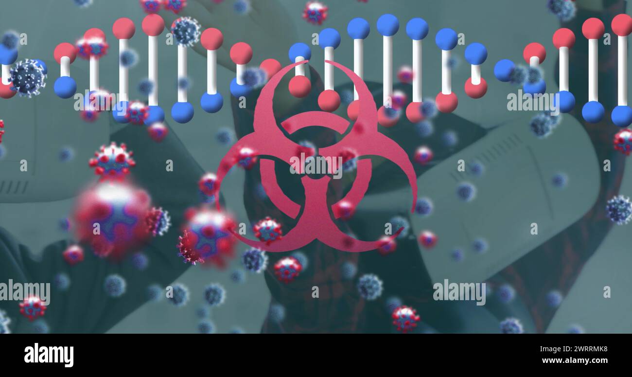 Image of floating birthday cells over man wearing face mask Stock Photo ...