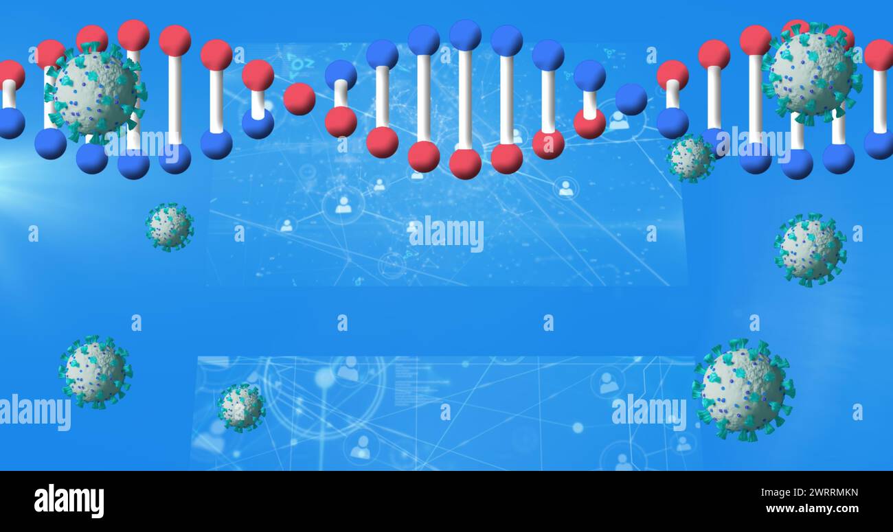 Image of dna strand spinning over medical data processing Stock Photo ...