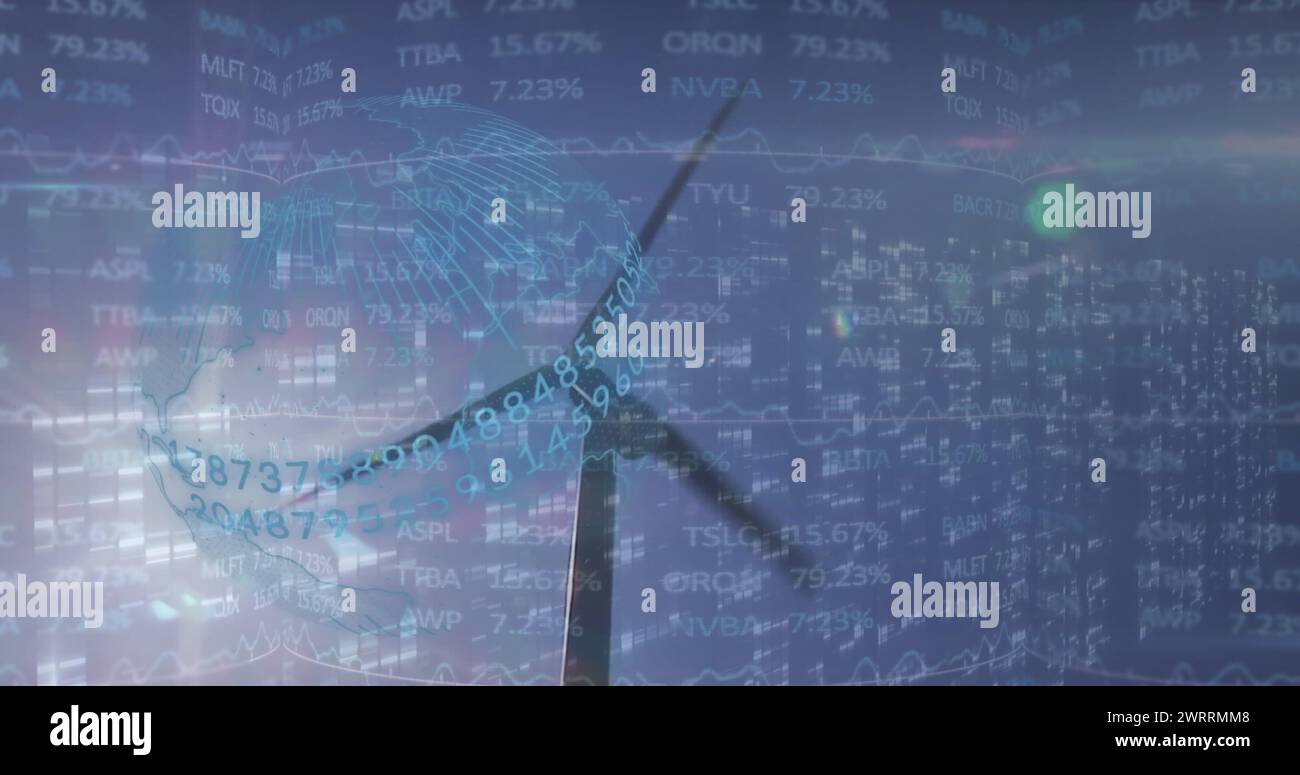 Stock market display with stock market numbers and graphs, showing the ...