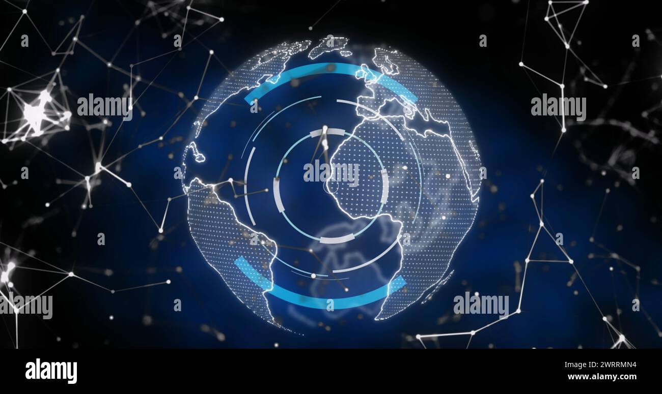 Image of scope scanning and data processing over globe Stock Photo - Alamy