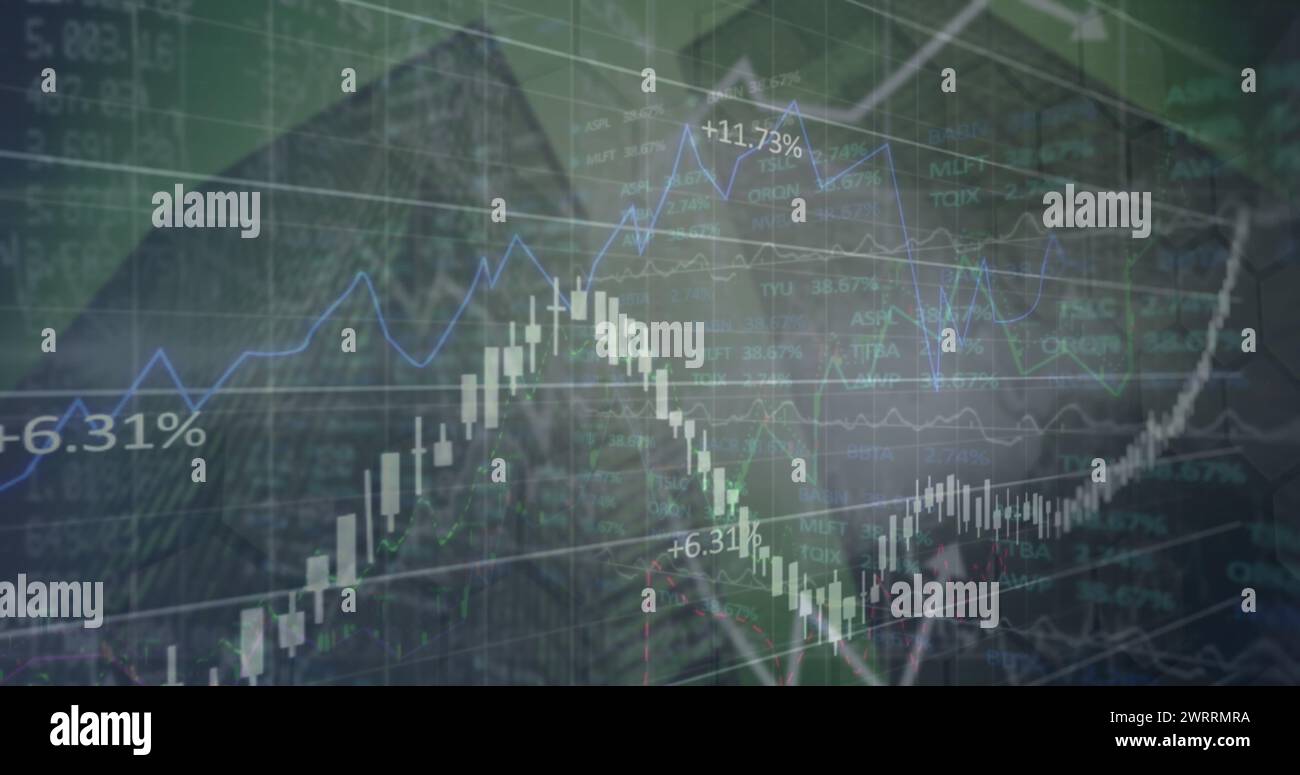 This image shows financial data being processed over a stock market ...