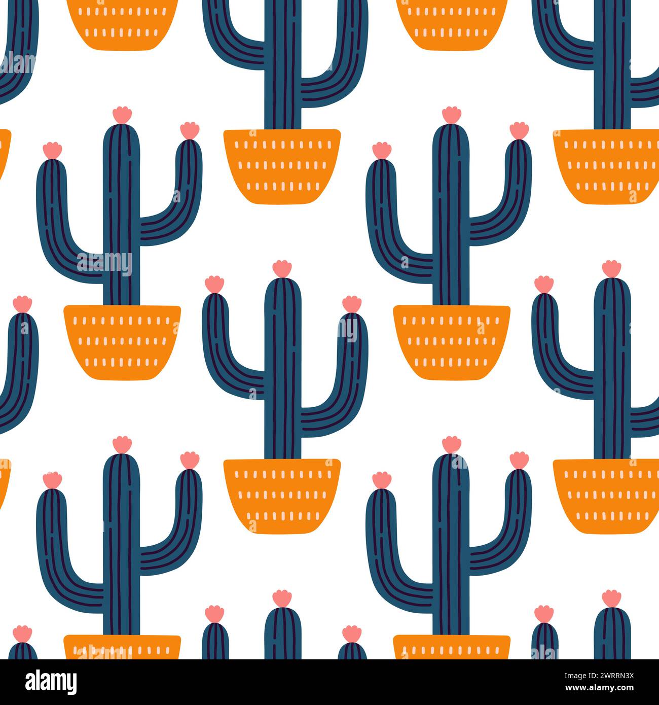 Cute cactus seamless pattern. Desert spiny plant, mexico cacti flower ...