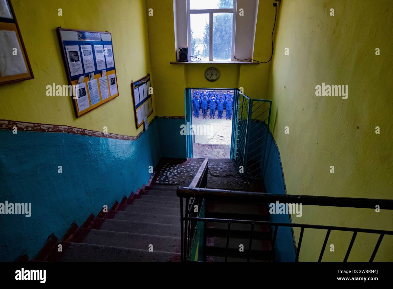 UKRAINE - MARCH 17, 2024 - Bulletin boards on the wall of a barrack ...