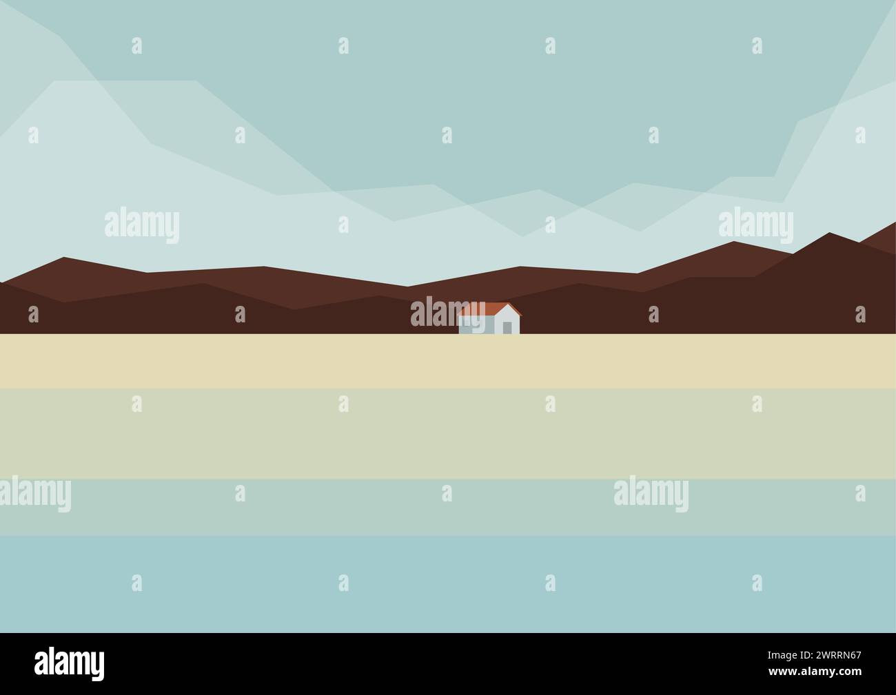 Minimalist Scandinavian landscape vector illustration. Nordic landscape ...