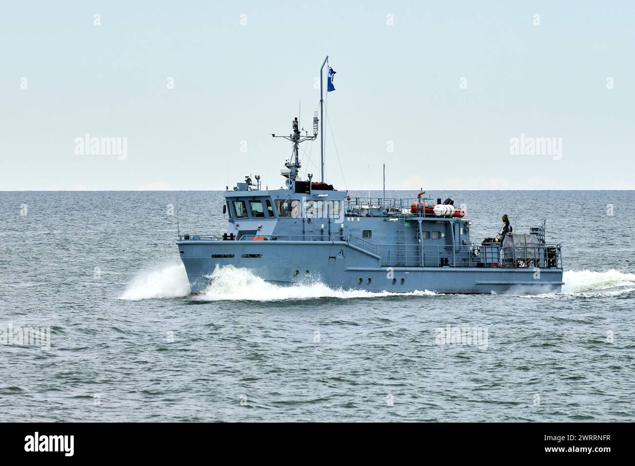 Russian warship armed with armament sails into sea toward military ...