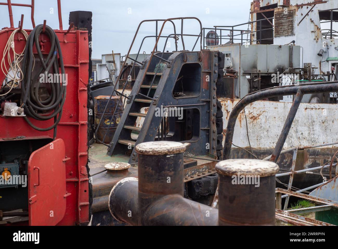 Old river vessels rust on dock repair shop Stock Photo - Alamy
