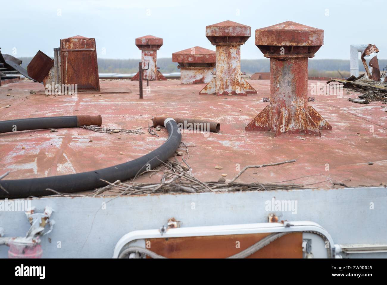 Old river vessels rust on dock repair shop Stock Photo - Alamy