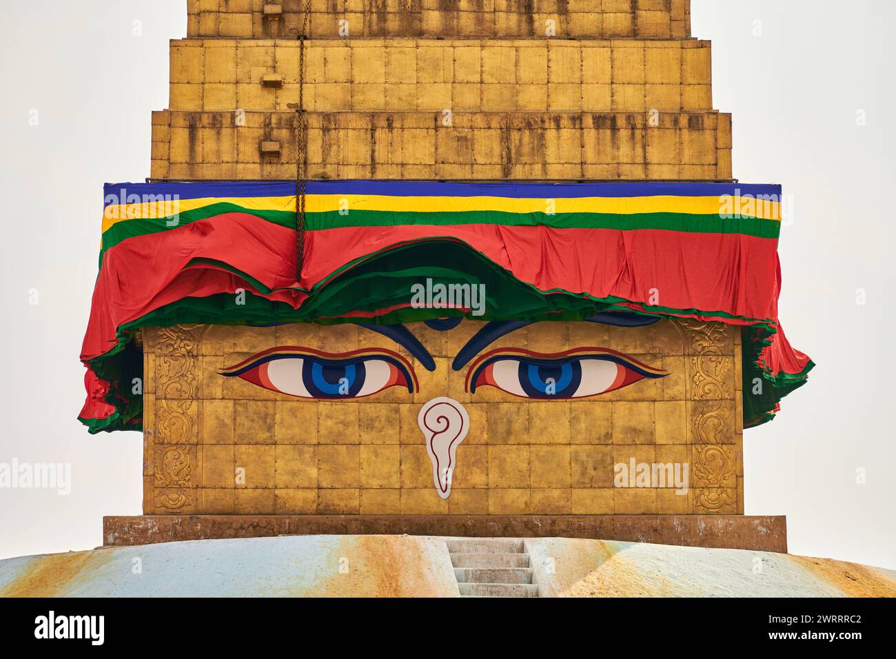 Boudhanath stupa in Kathmandu, Nepal decorated Buddha wisdom eyes and ...