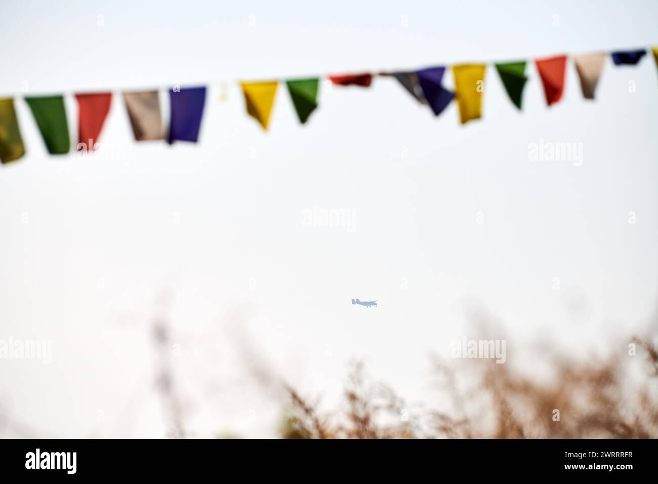 Colorful Tibetan prayer flags flutter ancient prayers into serene ...